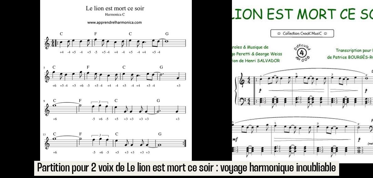 Partition pour 2 voix de Le lion est mort ce soir : voyage harmonique ...